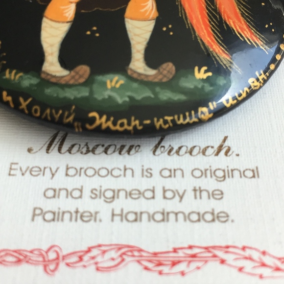 Jewelry | Vintage Russian Lacquer Hand Painted Brooch Pin | Poshmark